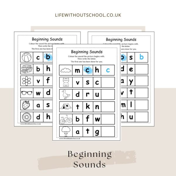 Beginning Sounds Worksheets for Preschool – Free PDF