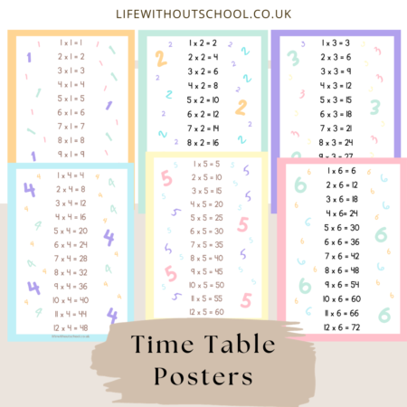 Free Printable Time Tables Posters - Life Without School